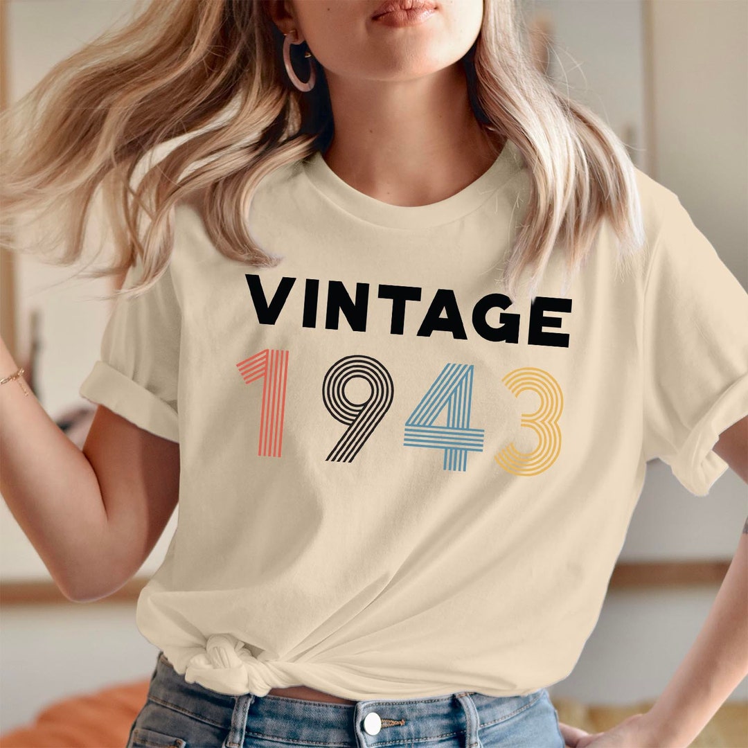 TSHIRT 583 VINTAGE 1943 80th Birthday T Shirt Gift for Women's Men's ...