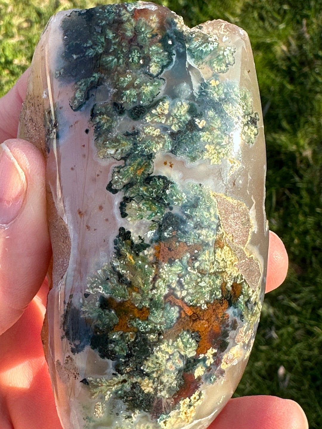 Moss Agate Gemstone Slab for Jewelry Making - Natural Agate With Green ...