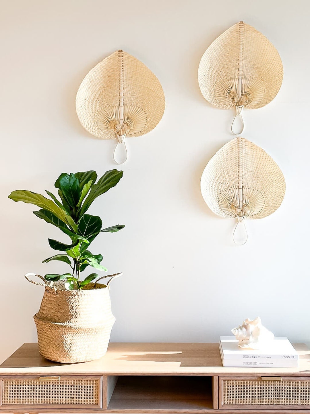 Natural Bamboo Fan, Set of 3, Boho Decor Bamboo Hand Fan, Bamboo Wall ...