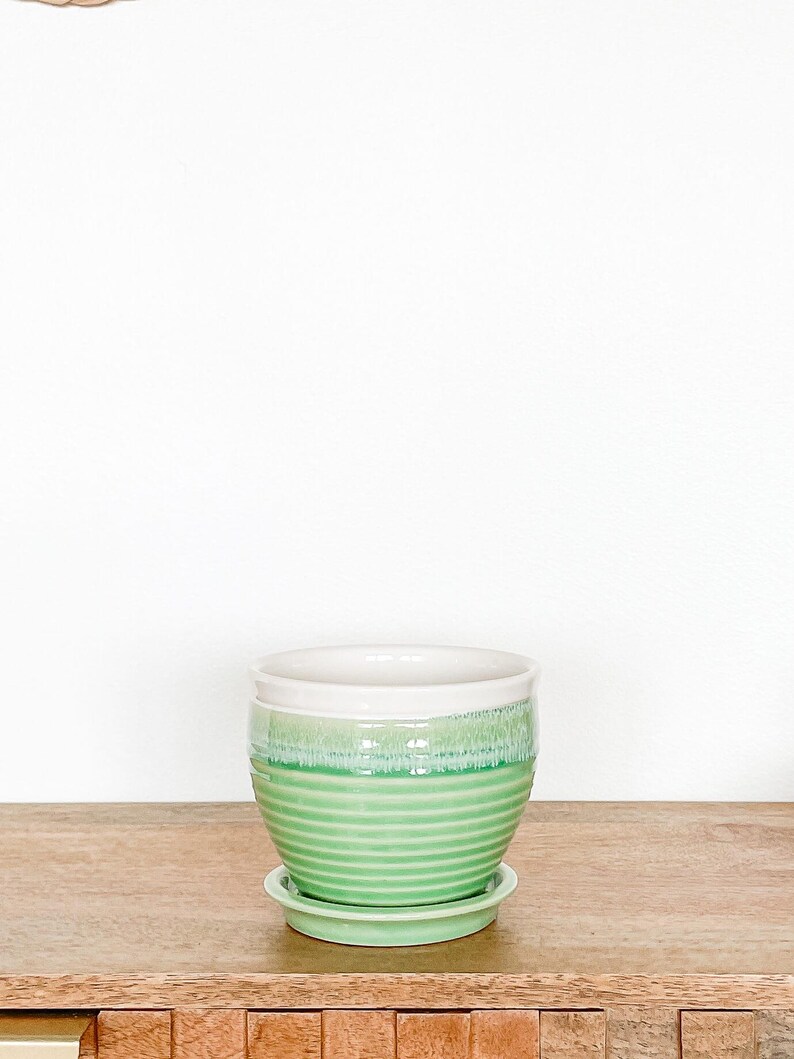 Willow Ceramic Indoor Planters, Glossy Green Color Plant Pot With ...