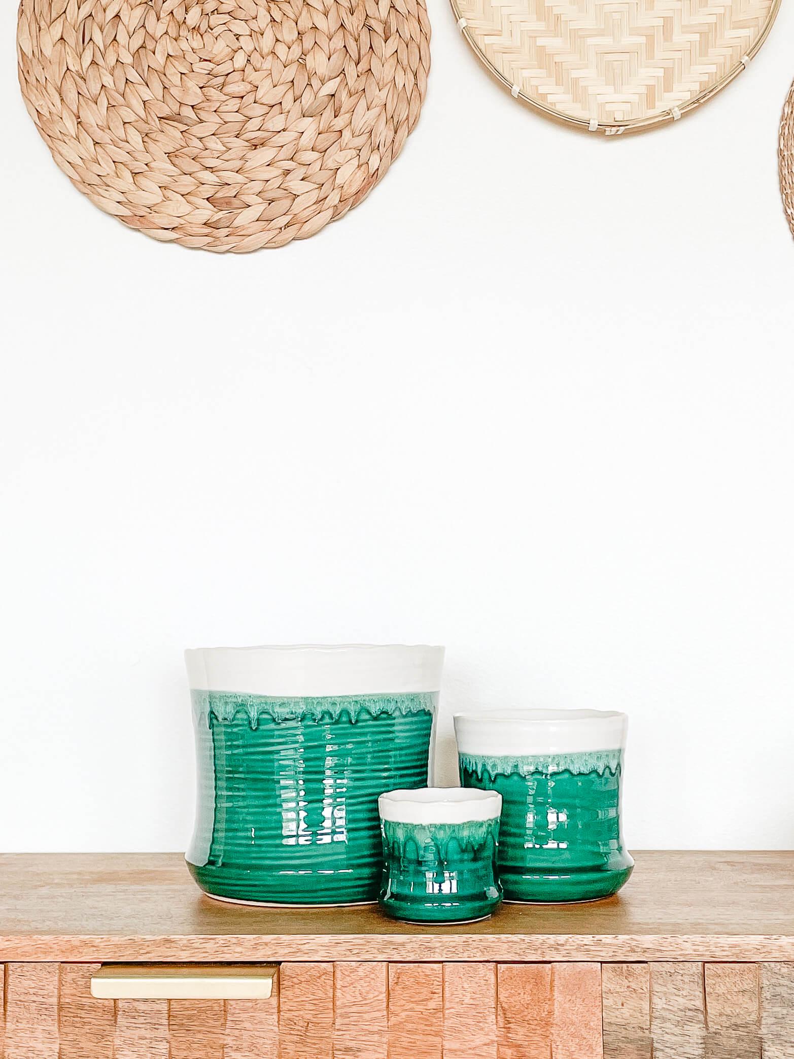 Thalia Ceramic Plant Pot, Ceramic Planters With Drainage Hole, Glossy ...