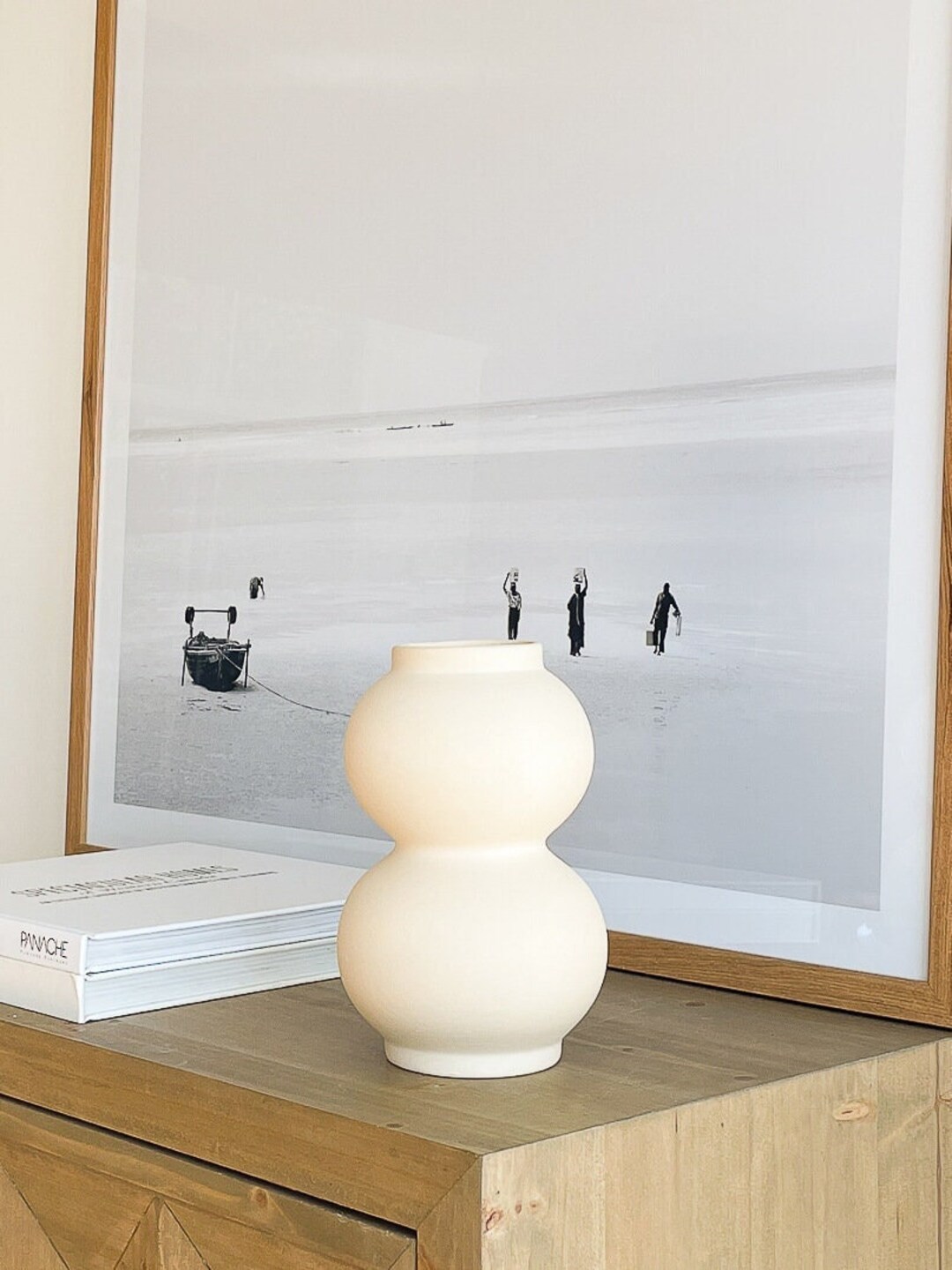 Double Orb Tan-colored Ceramic Vase, Nordic Vase, Minimalist Vase, Boho ...