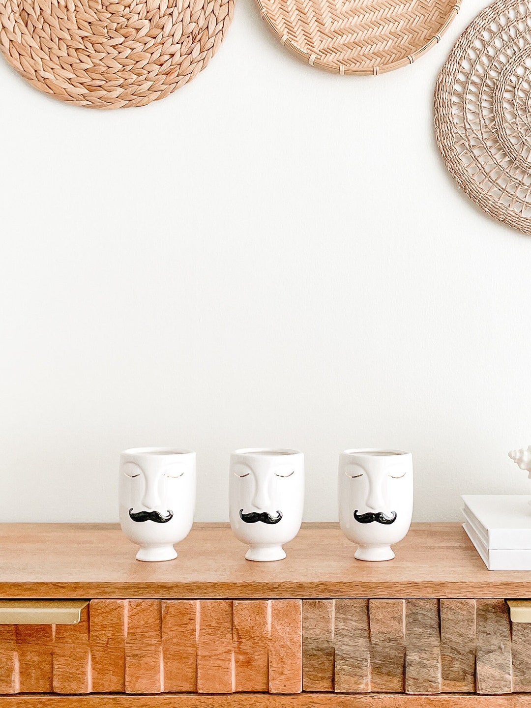 Mustache Face Ceramic Planter Pot Glossy White Color Indoor - Etsy