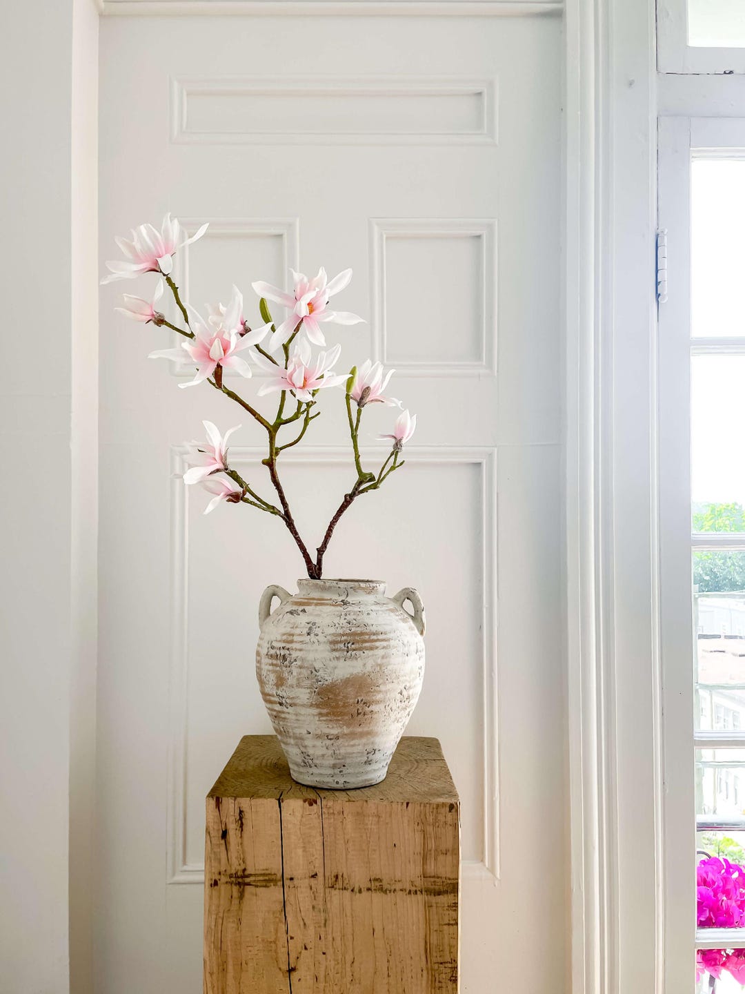 Luciana Vintage-style Ceramic Vase With Aged Ivory Glaze, Amphora Shape ...