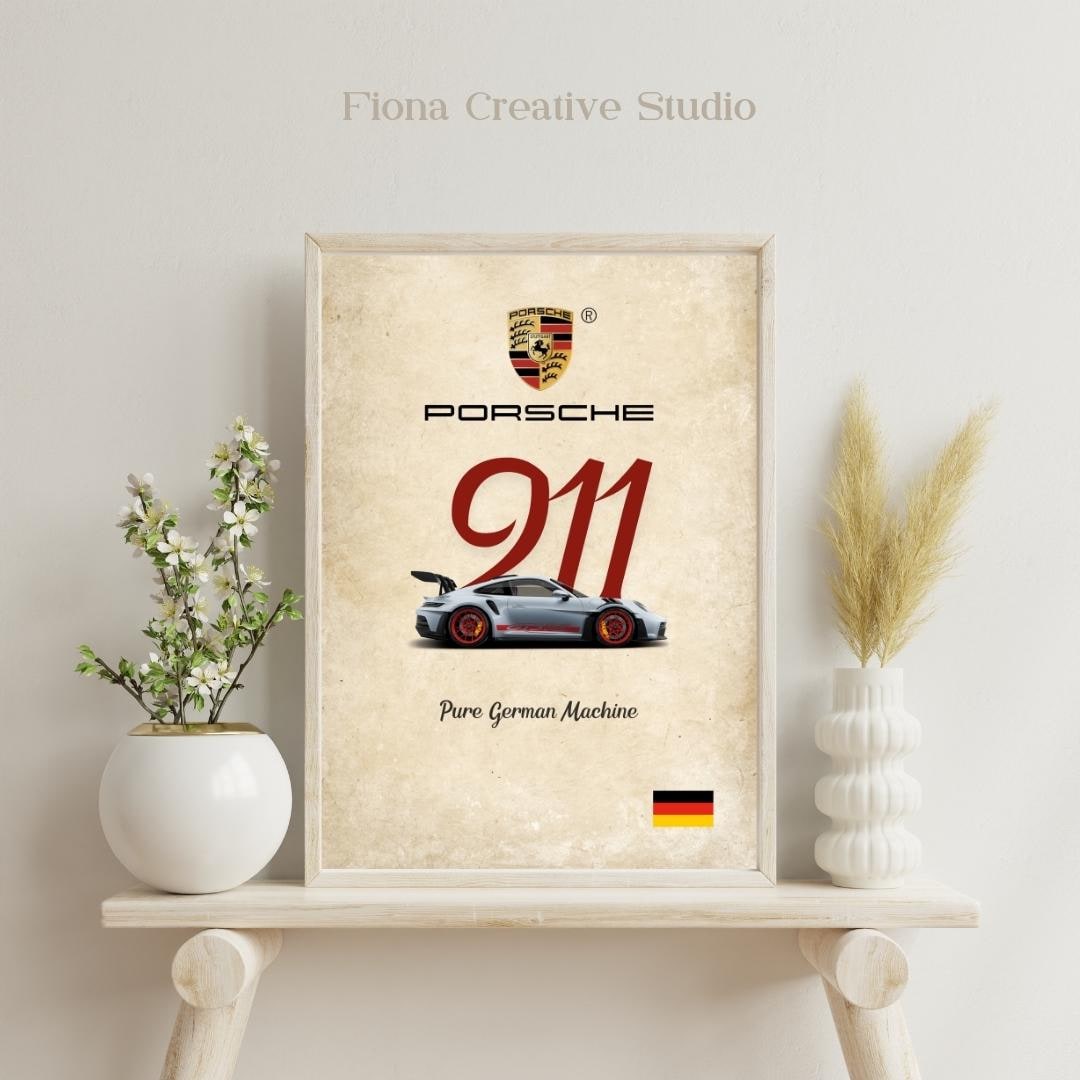Porsche 911 Print, Minimal Porsche Poster, Car Poster, Porsche Fan Gift ...
