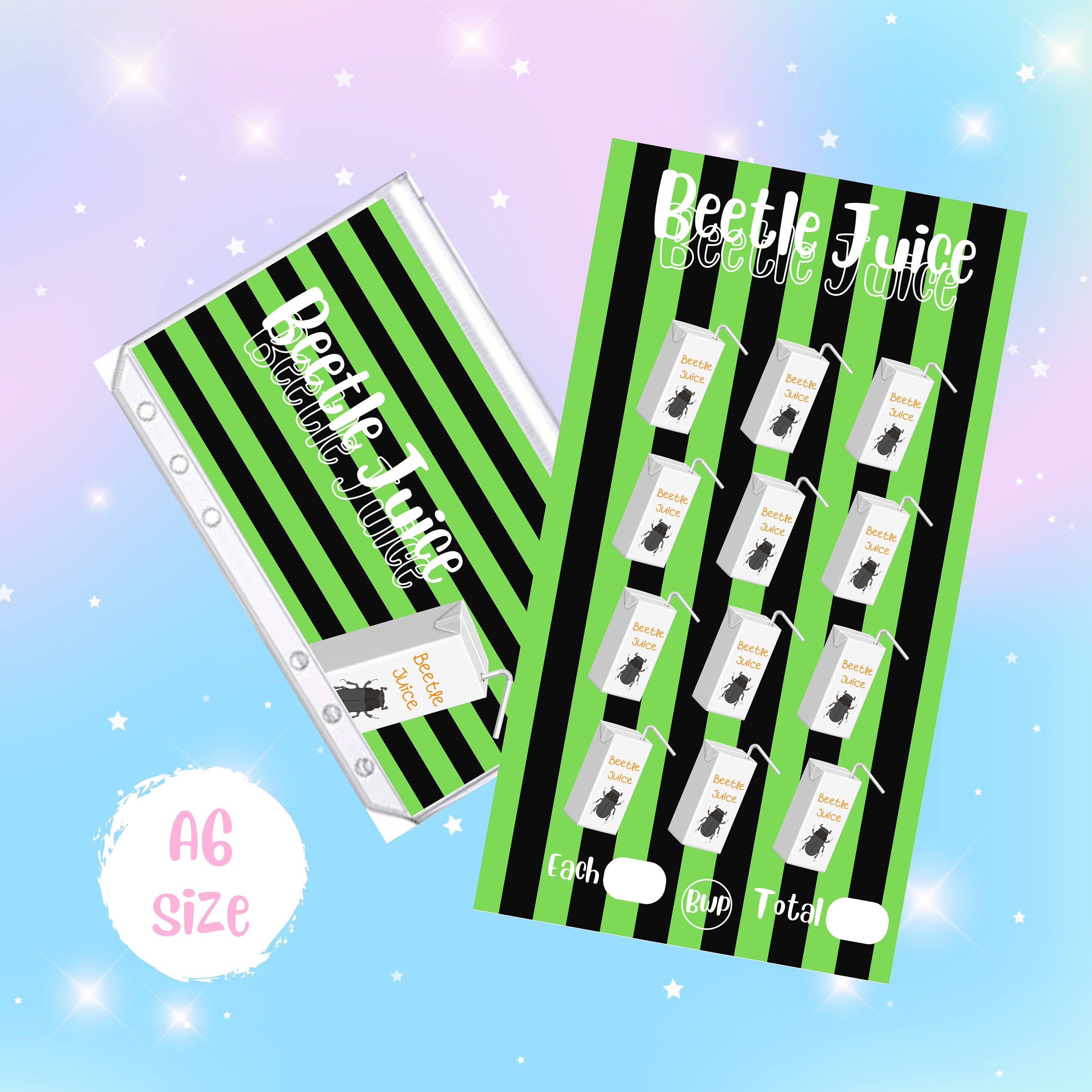 BEETLE JUICE Savings Challenge -A6 Wallet Insert - Budget With Ped - Etsy