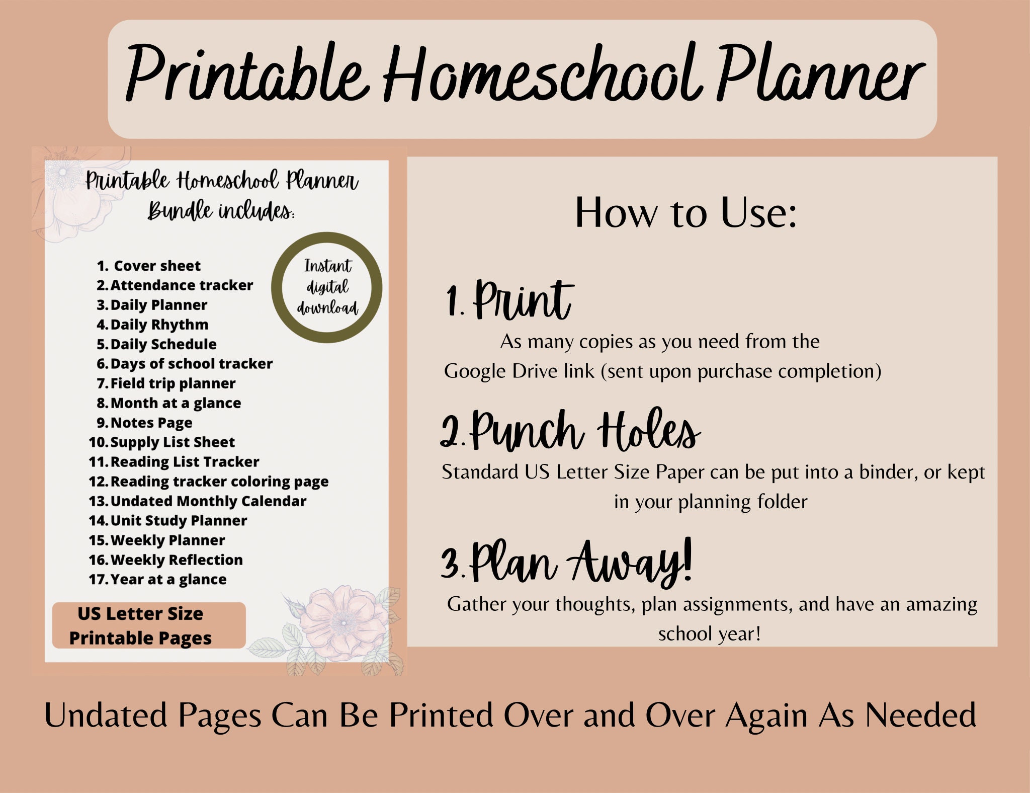 Printable Homeschool Planner Bundle School Organizer Undated Lesson ...
