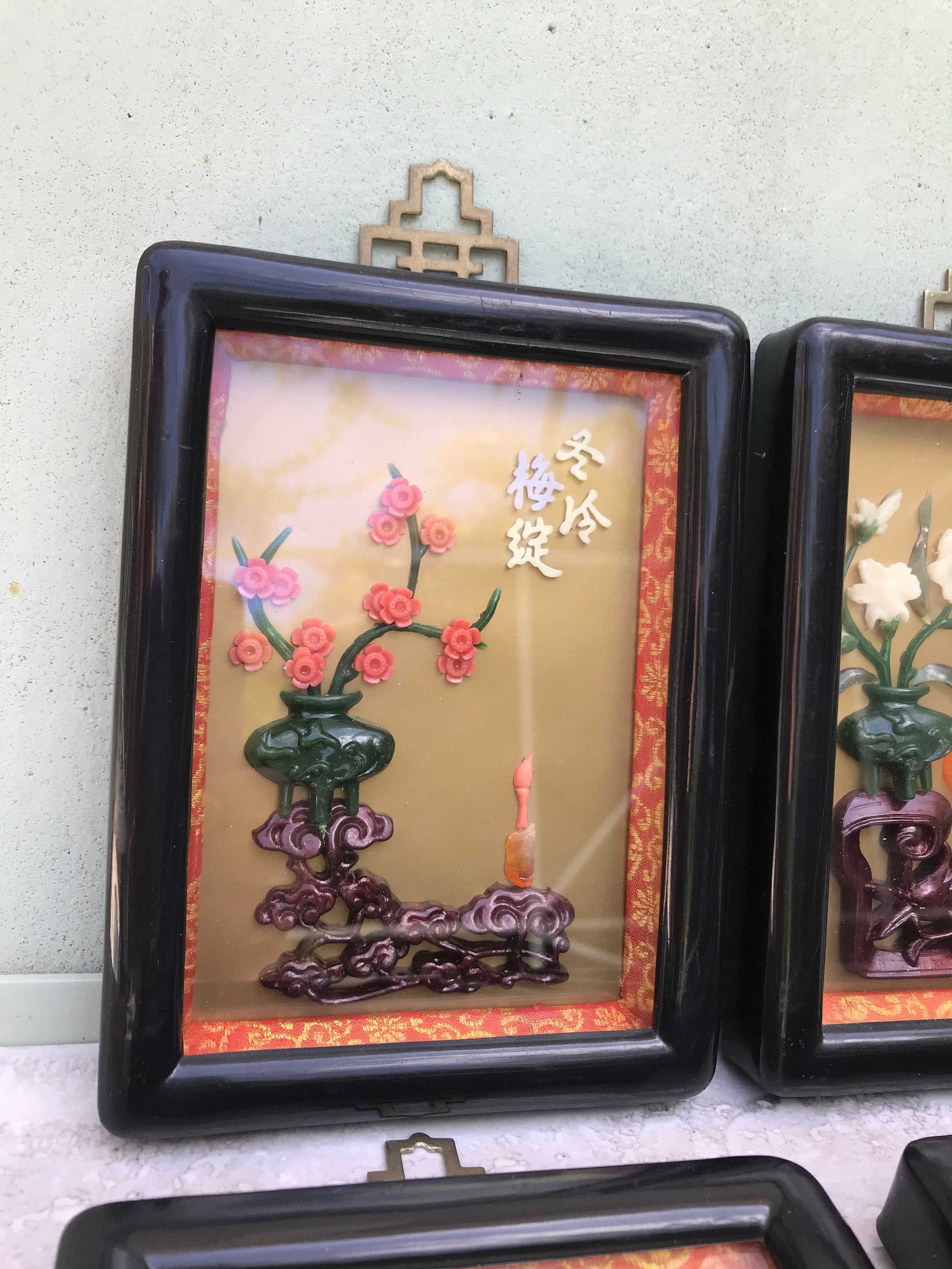 Vintage Chinese Wall Art. Jade Imitation 3D Pictures. Set of - Etsy
