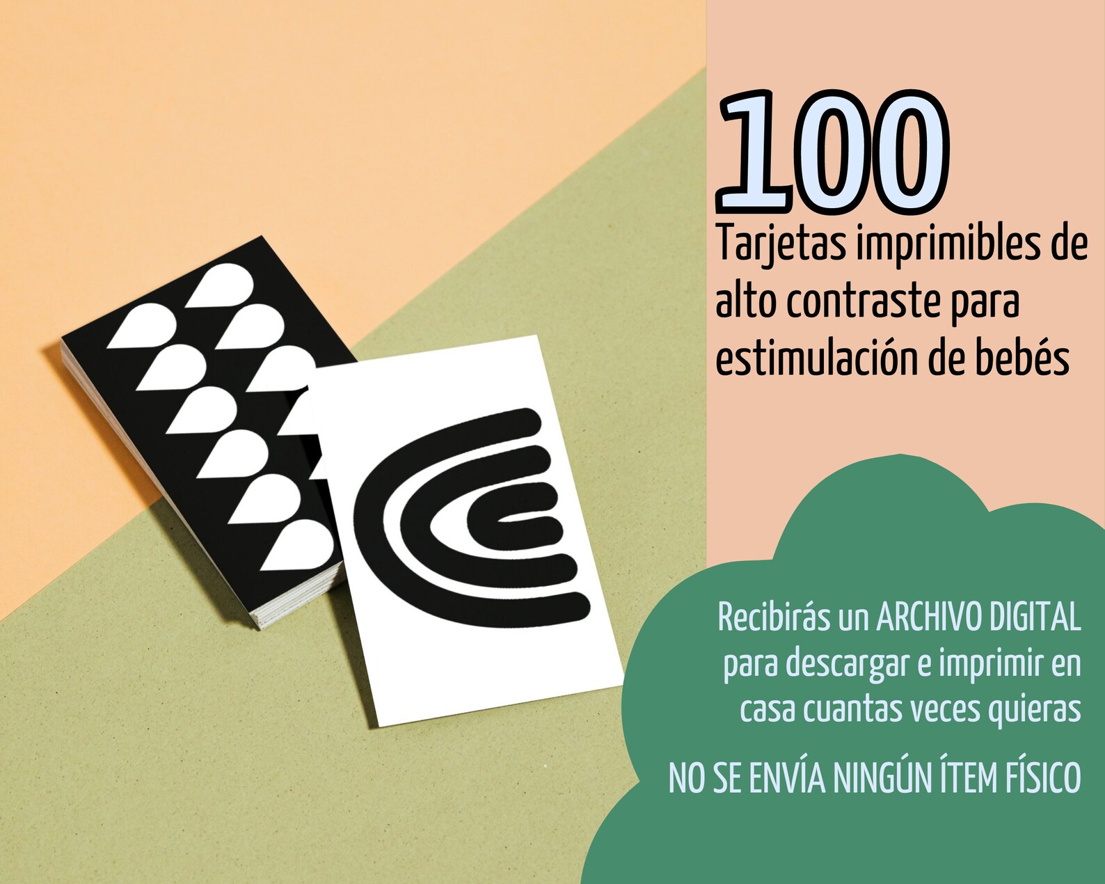 100 Sensory Cards for Babies. High Contrast Printable. 0-6 Months Baby ...