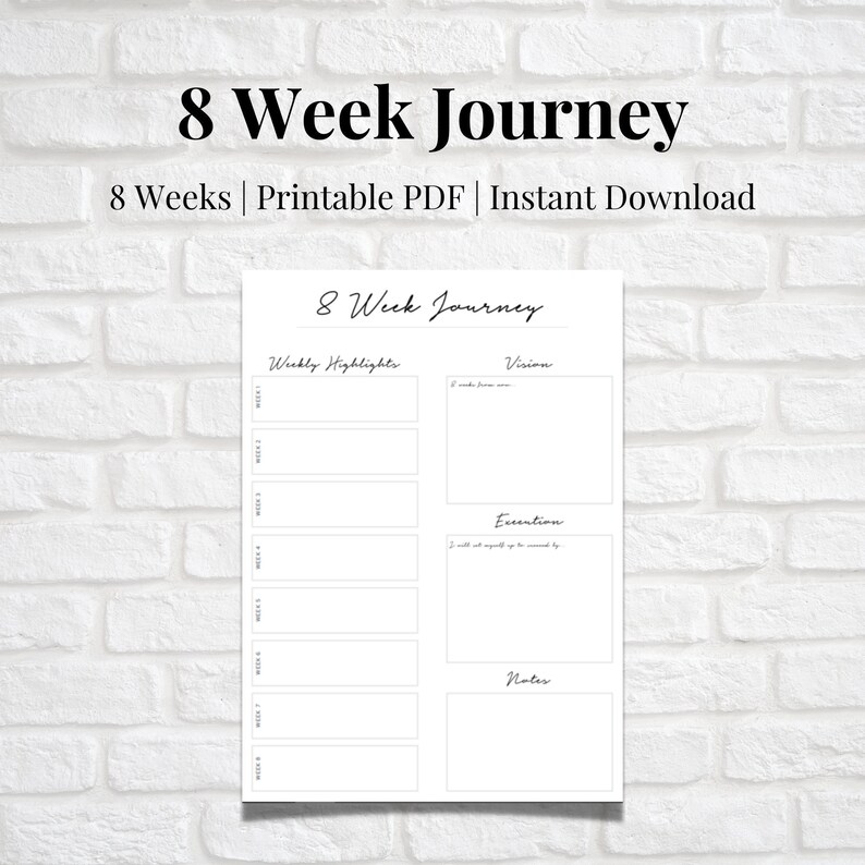 8 Week Journey Planner Printable | Etsy