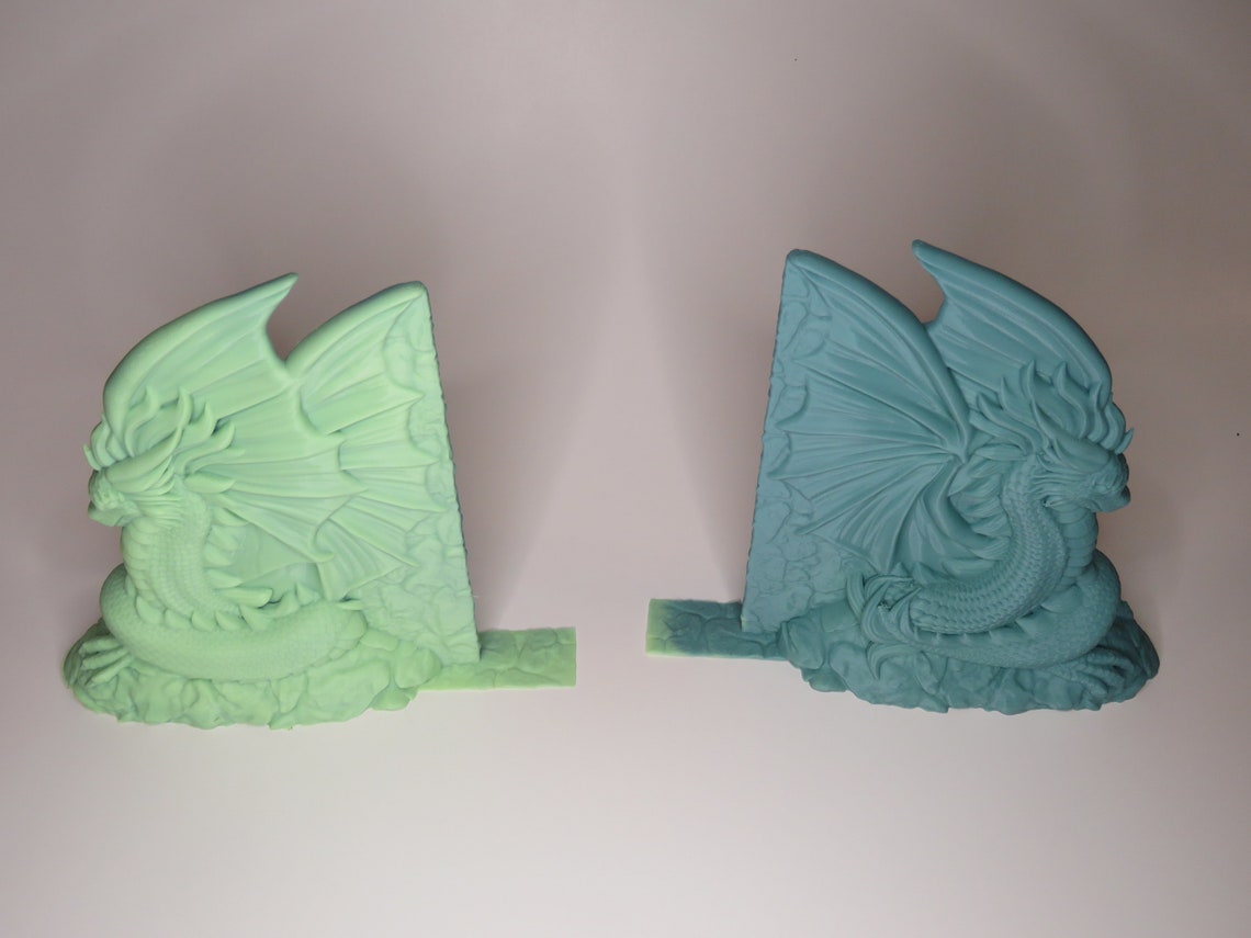 Dragon Book Ends, Fantasy, 3D Printed Dragon Bookends, Slide Under Book ...