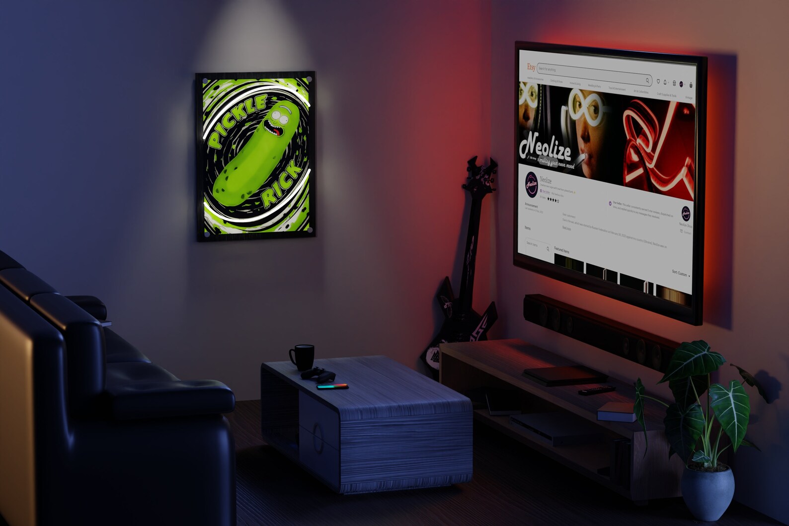 Pickle Rick Poster Rick and Morty Neon Sign Trendy Comedy - Etsy