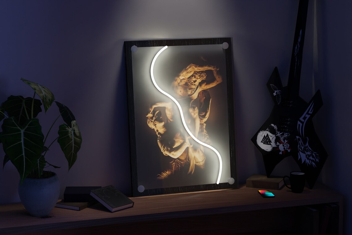 Greek Statue Decor, Roman Sculpture Art, Wooden Led Wall Sign, Greek ...