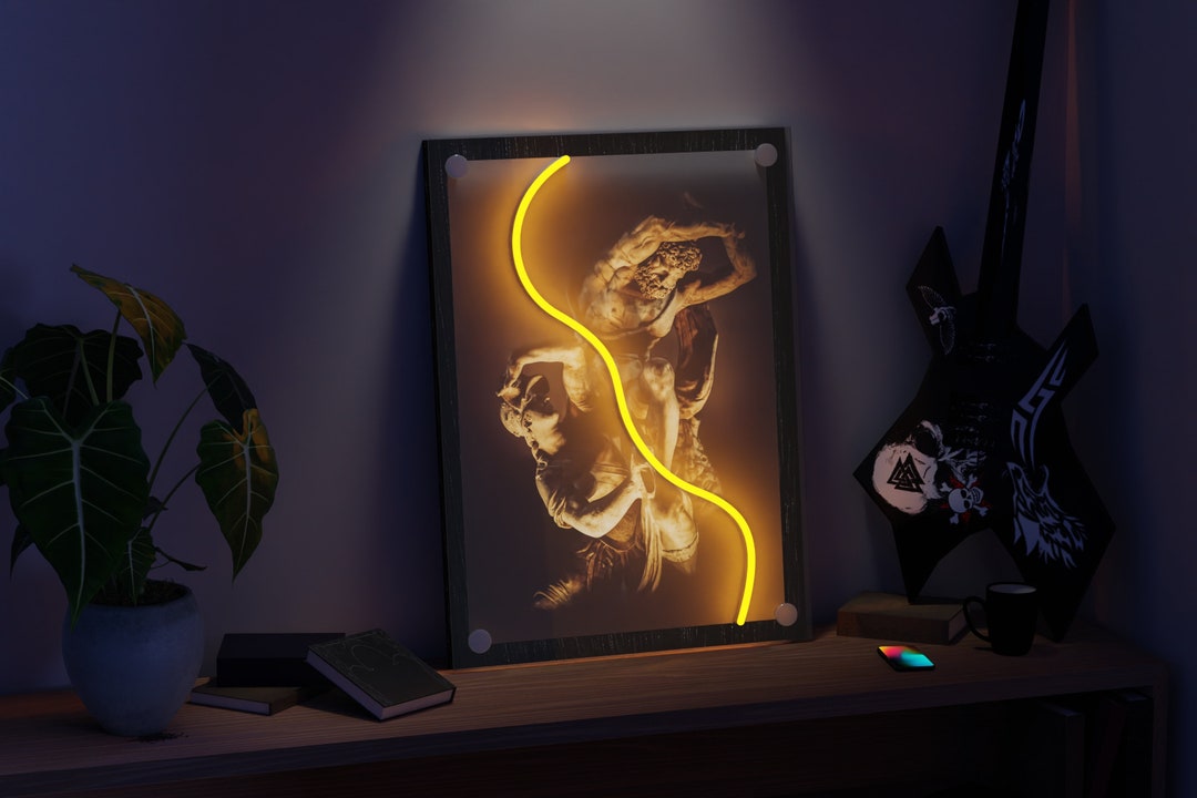 Greek Statue Decor, Roman Sculpture Art, Wooden Led Wall Sign, Greek ...