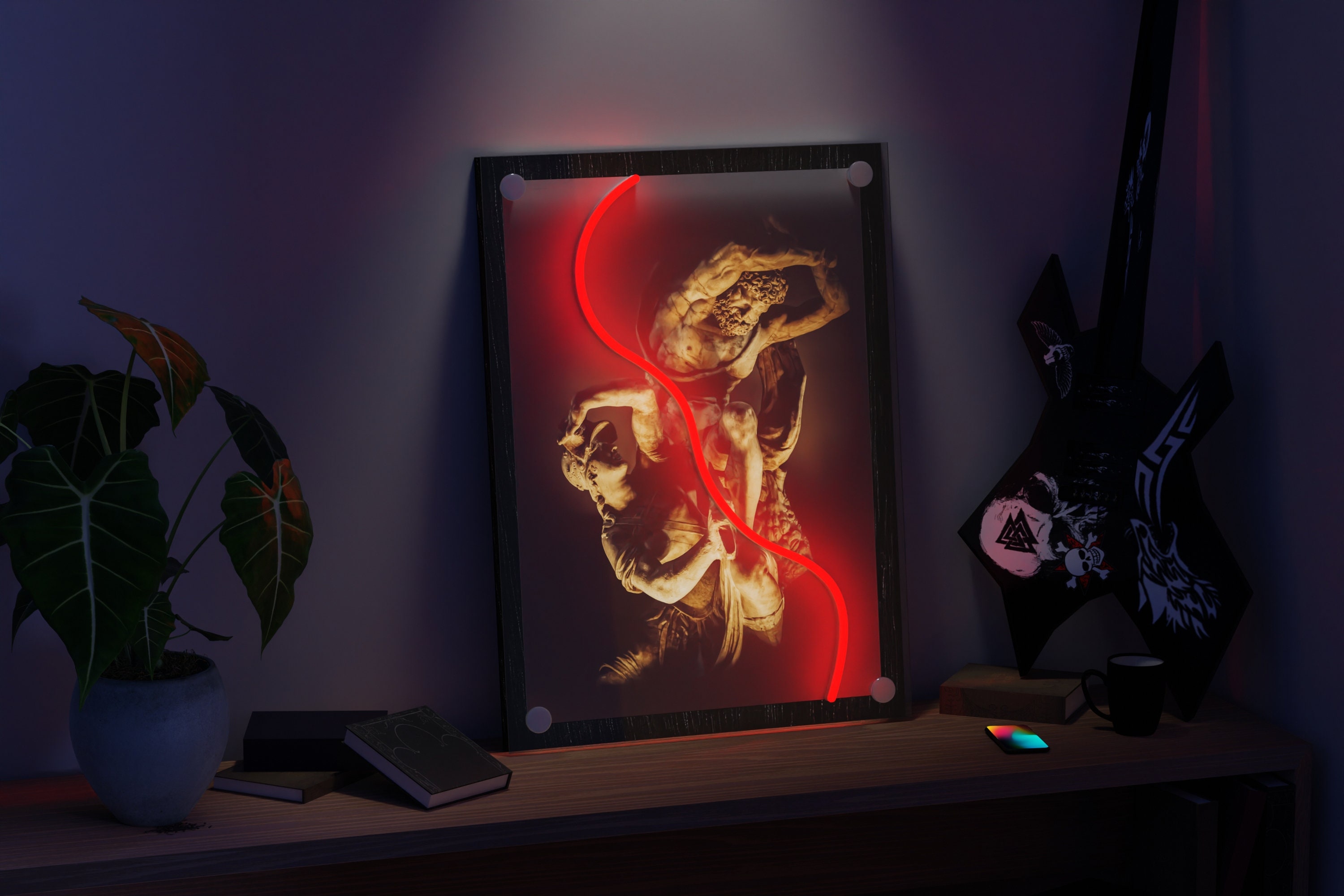 Greek Statue Decor, Roman Sculpture Art, Wooden Led Wall Sign, Greek ...