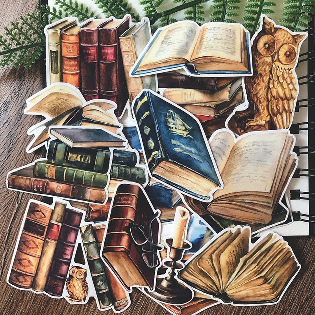 Vintage Library Books Stickers, Books Stickers, Love Reading, Literary ...