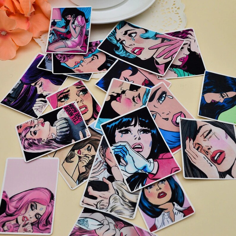 Crying Girl Stickers Laptop Stickers Vinyl Stickers Pack - Etsy