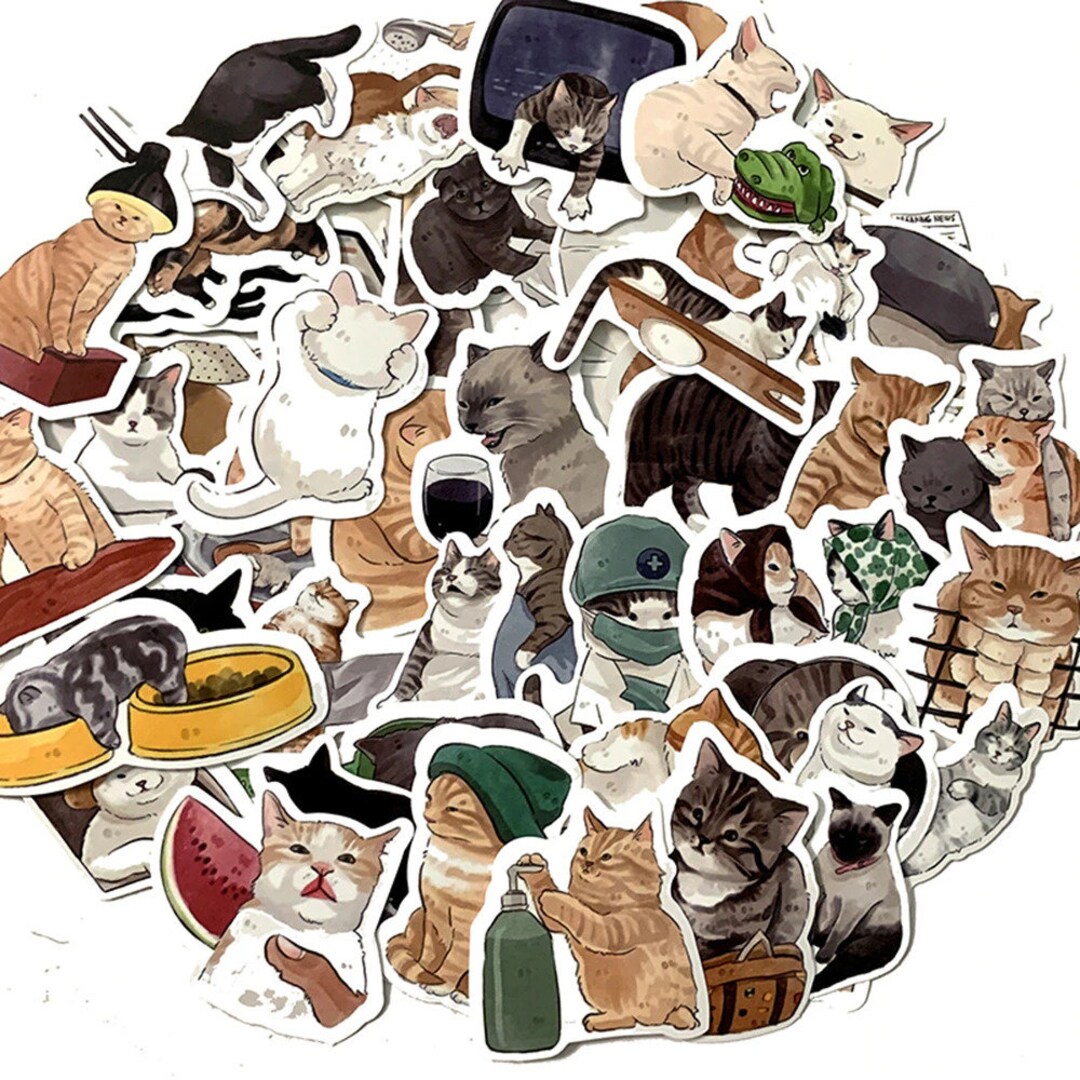 Cute Cat Stickers, Kitty Animal Stickers, Animal Sticker Pack, Planner ...