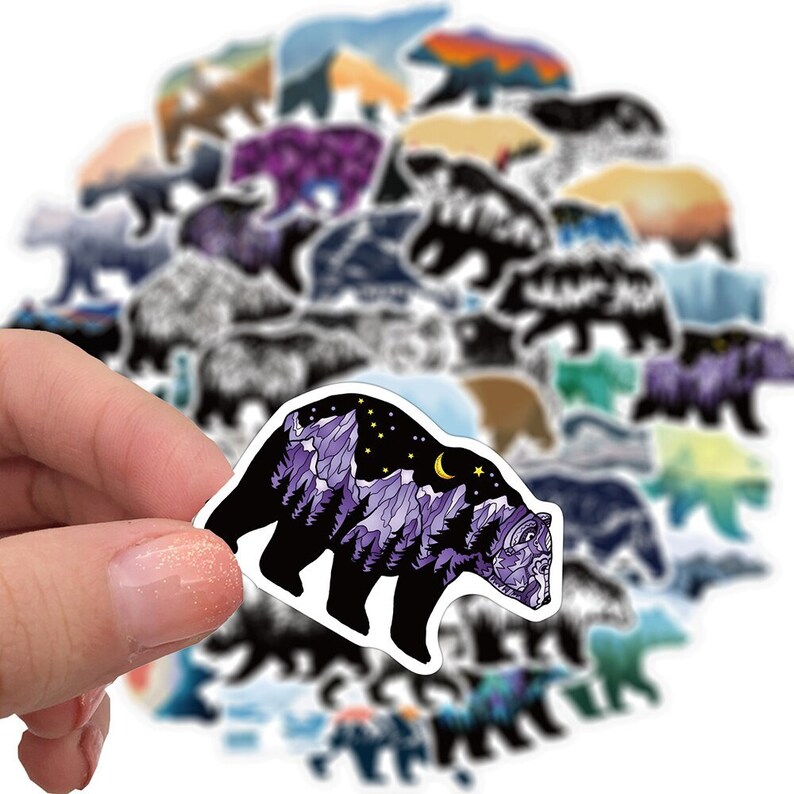 Mountain Top Colored Bear Stickers Bear Stickers Animal - Etsy
