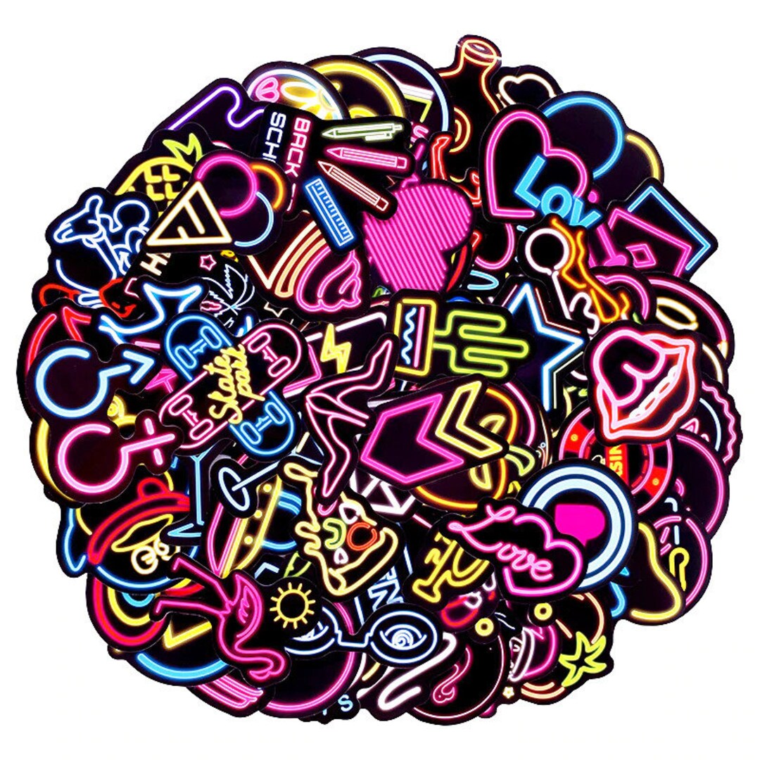 Cute Neon Light Stickers, Laptop Aesthetic Stickers, Kids Sticker Pack ...