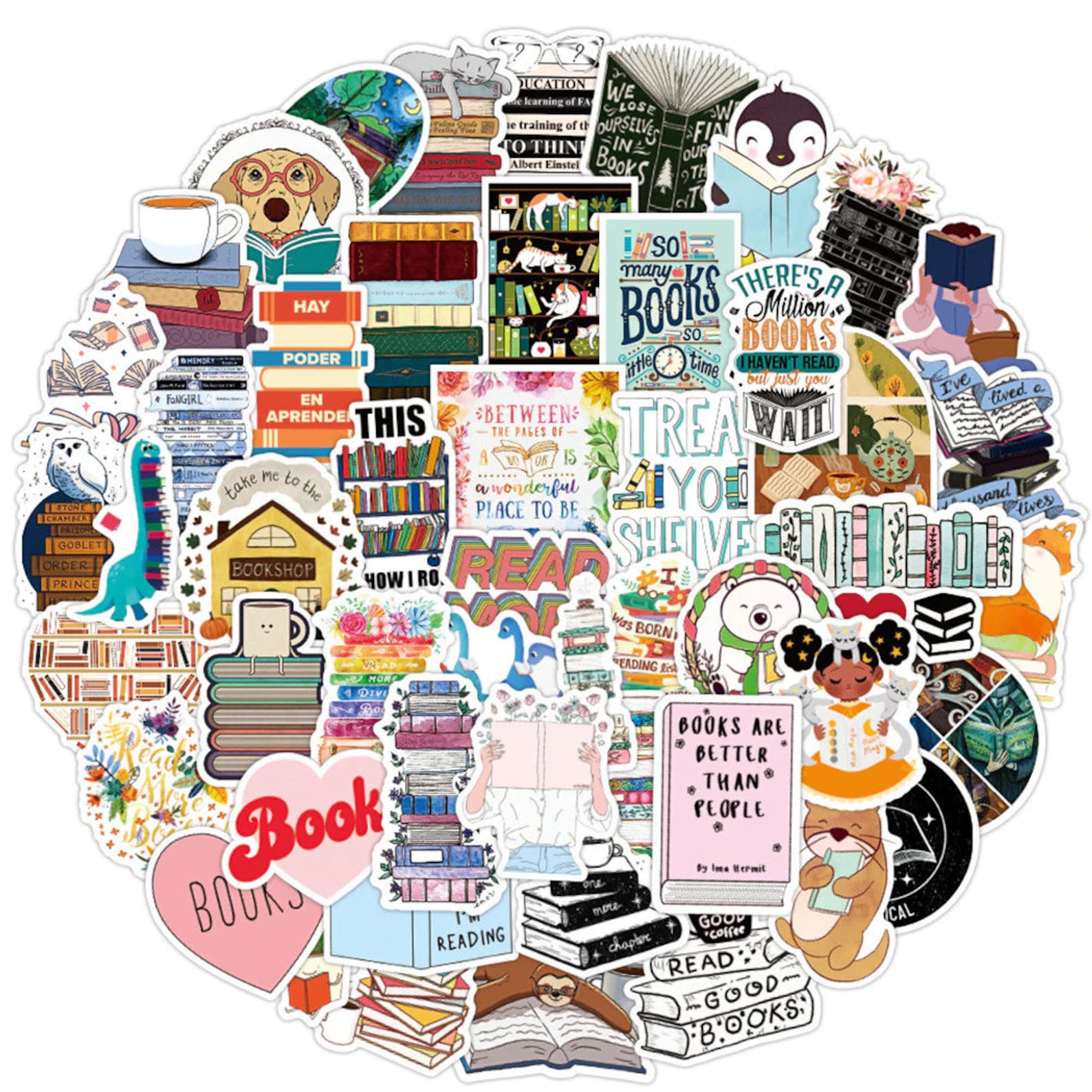 Reading Stickers Books Stickers Love Reading Literary - Etsy