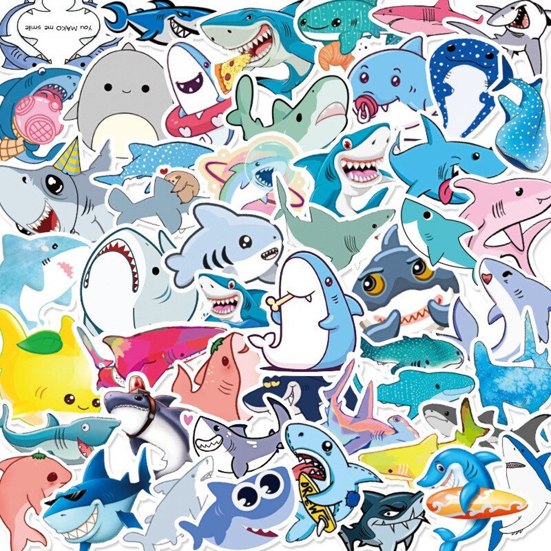 Cute Animal Shark Stickers, Laptop Stickers, Vinyl Stickers Pack - Etsy