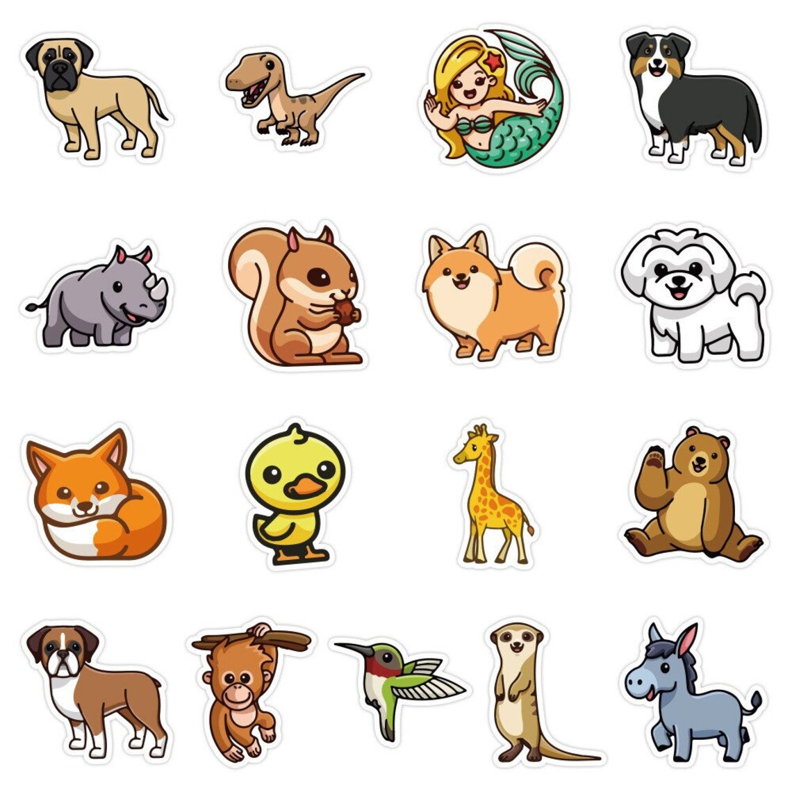 Various Cartoon Animal Stickers Laptop Stickers Vinyl | Etsy