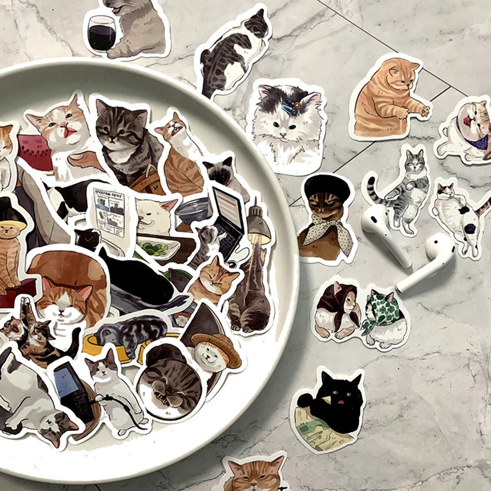 Cute Cat Stickers Kitty Animal Stickers Animal Sticker Pack - Etsy