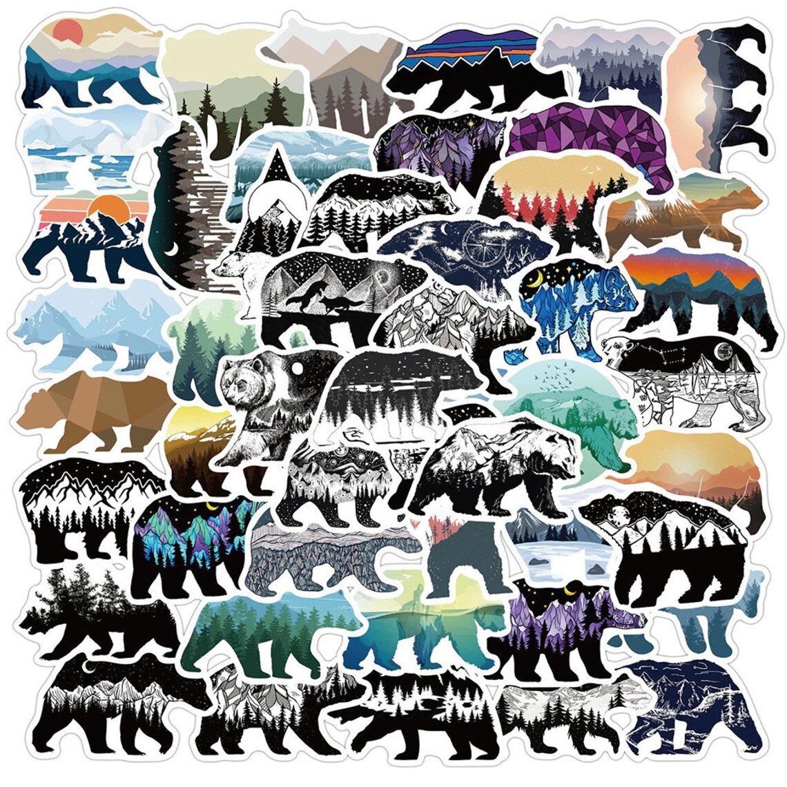 Mountain Top Colored Bear Stickers Bear Stickers Animal - Etsy