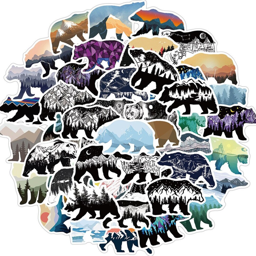 Mountain Top Colored Bear Stickers, Bear Stickers, Animal Stickers ...