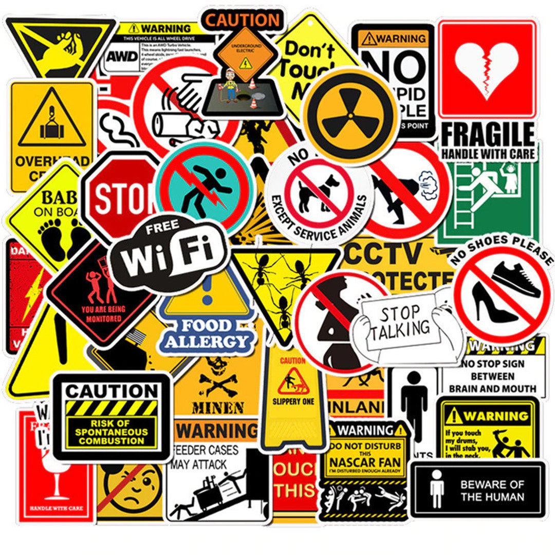 Warning Stickers Laptop Aesthetic Stickers Kids Sticker - Etsy