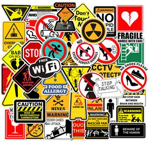 Warning Stickers Laptop Aesthetic Stickers Kids Sticker - Etsy