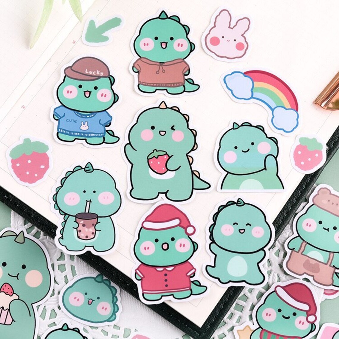 Cute Kawaii Dinosaur Stickers | Etsy