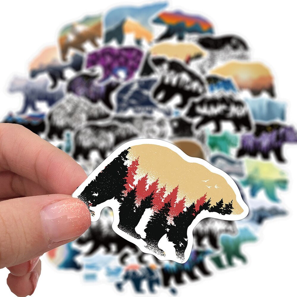 Mountain Top Colored Bear Stickers Bear Stickers Animal - Etsy