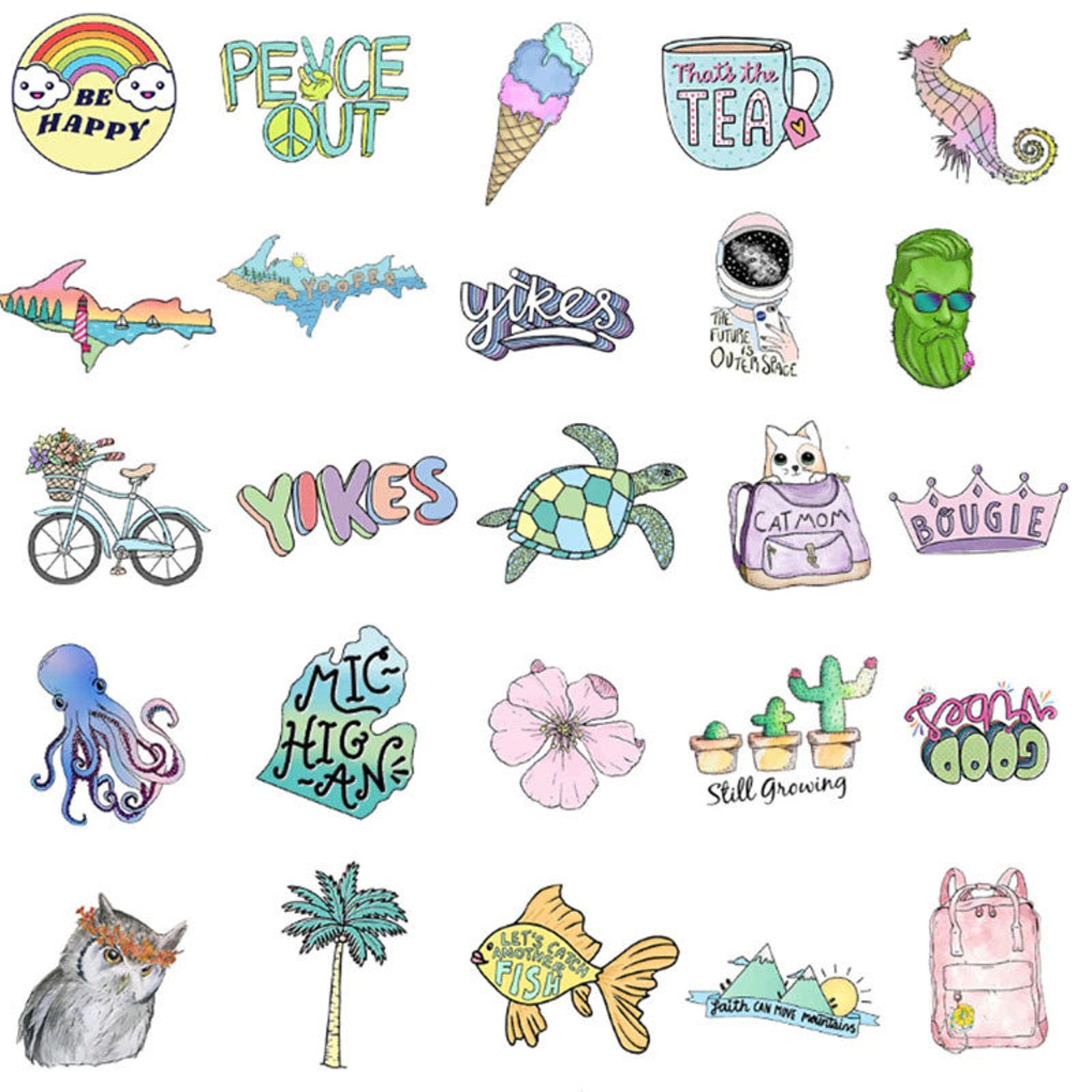 Cute Various Happy stickers | Etsy