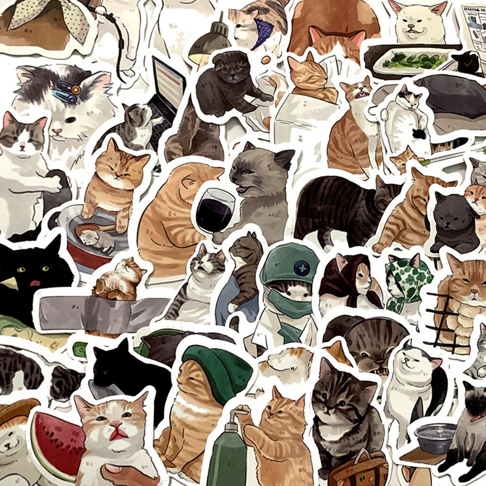 Cute Cat Stickers Kitty Animal Stickers Animal Sticker Pack - Etsy