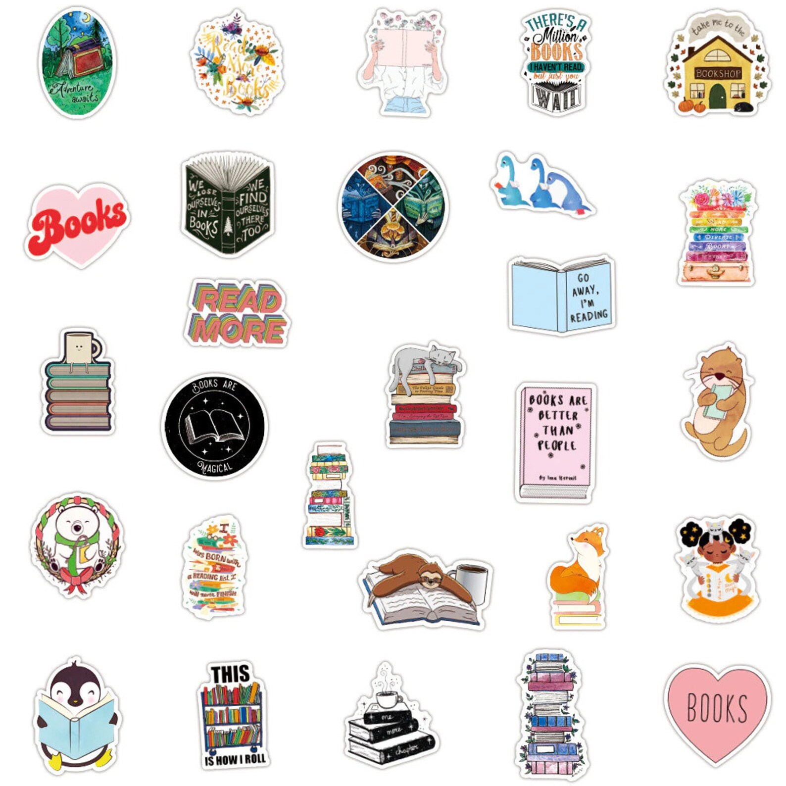 Reading Stickers Books Stickers Love Reading Literary - Etsy