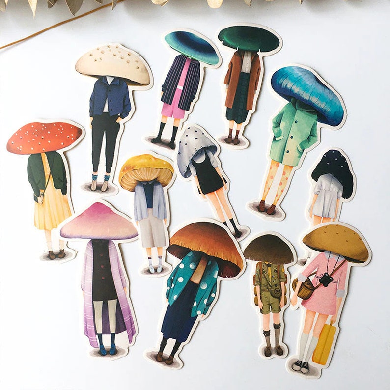 Mushroom Head Girl Stickers Laptop Stickers Vinyl Stickers - Etsy