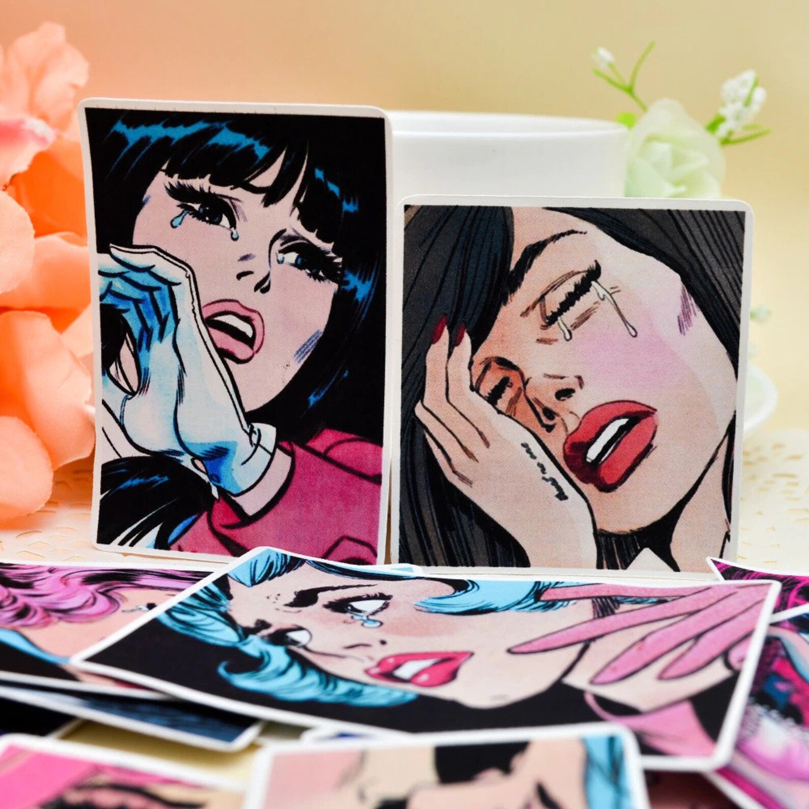 Crying Girl Stickers Laptop Stickers Vinyl Stickers Pack | Etsy