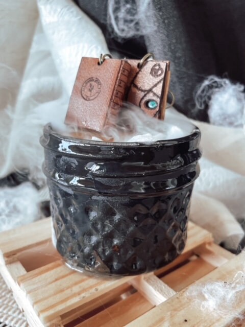 Spellbook With Leather Dangle Halloween Earrings - Etsy