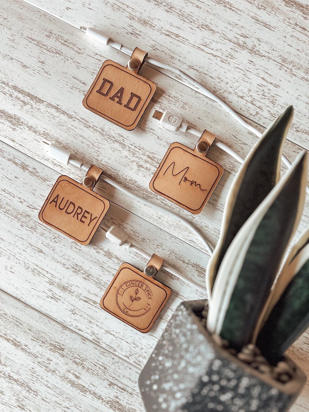 Custom Leather Tag Name Cell Phone Charge Cords - Etsy