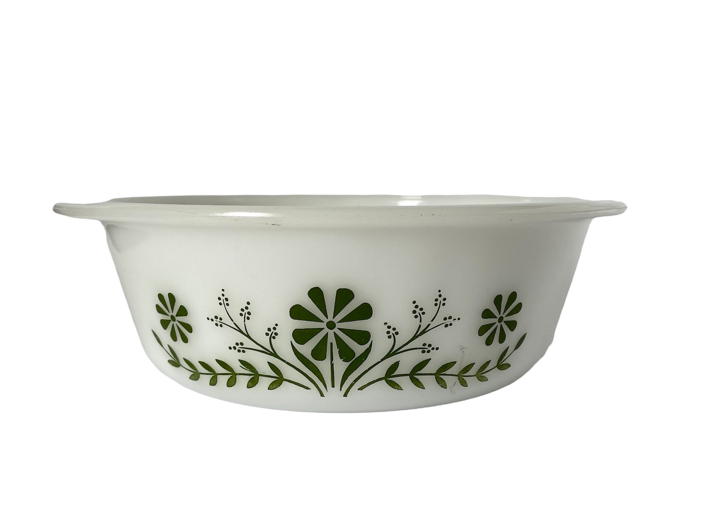 Vintage Glasbake Green Daisy Milk Glass Baking Dish - Etsy