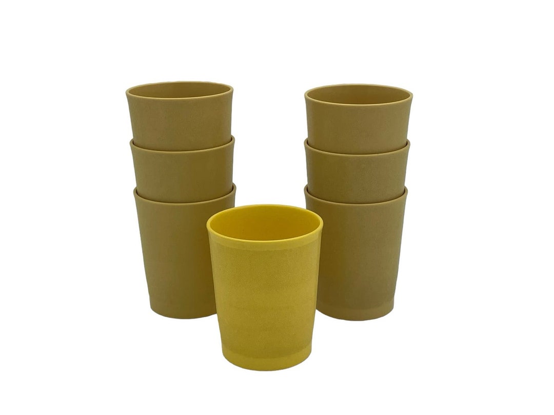 Vintage Tupperware Yellow Plastic Drinking Cups Set of Seven - Etsy