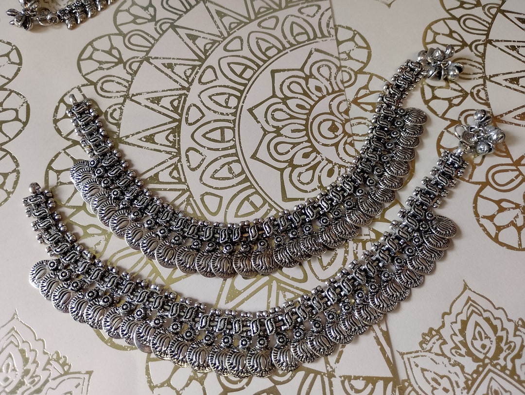 Indian Payal Ankle Chains in Indian Silver. One Pair. New, Coins - Etsy