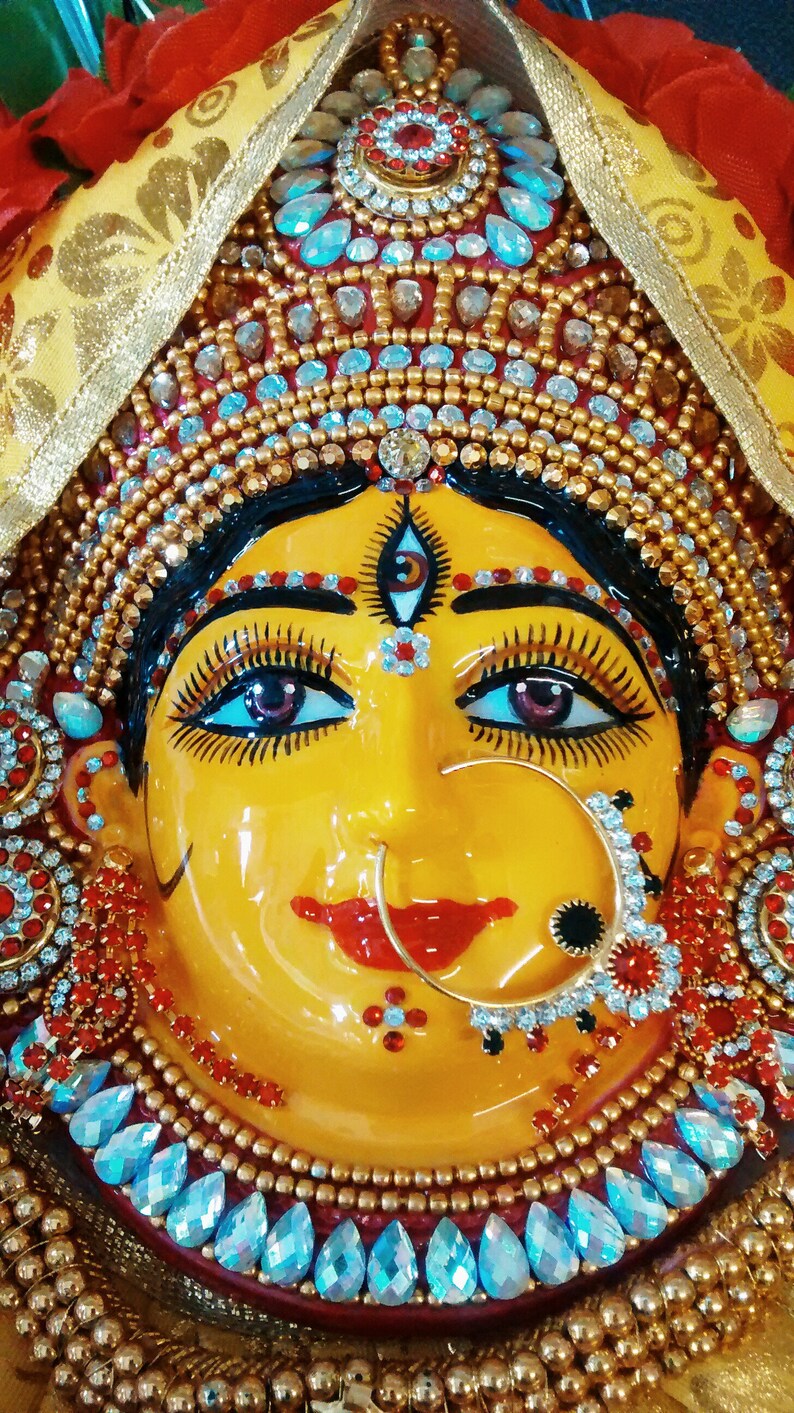 Hindu Goddess Durga Calcutta Yellow Indian Face Mask With - Etsy