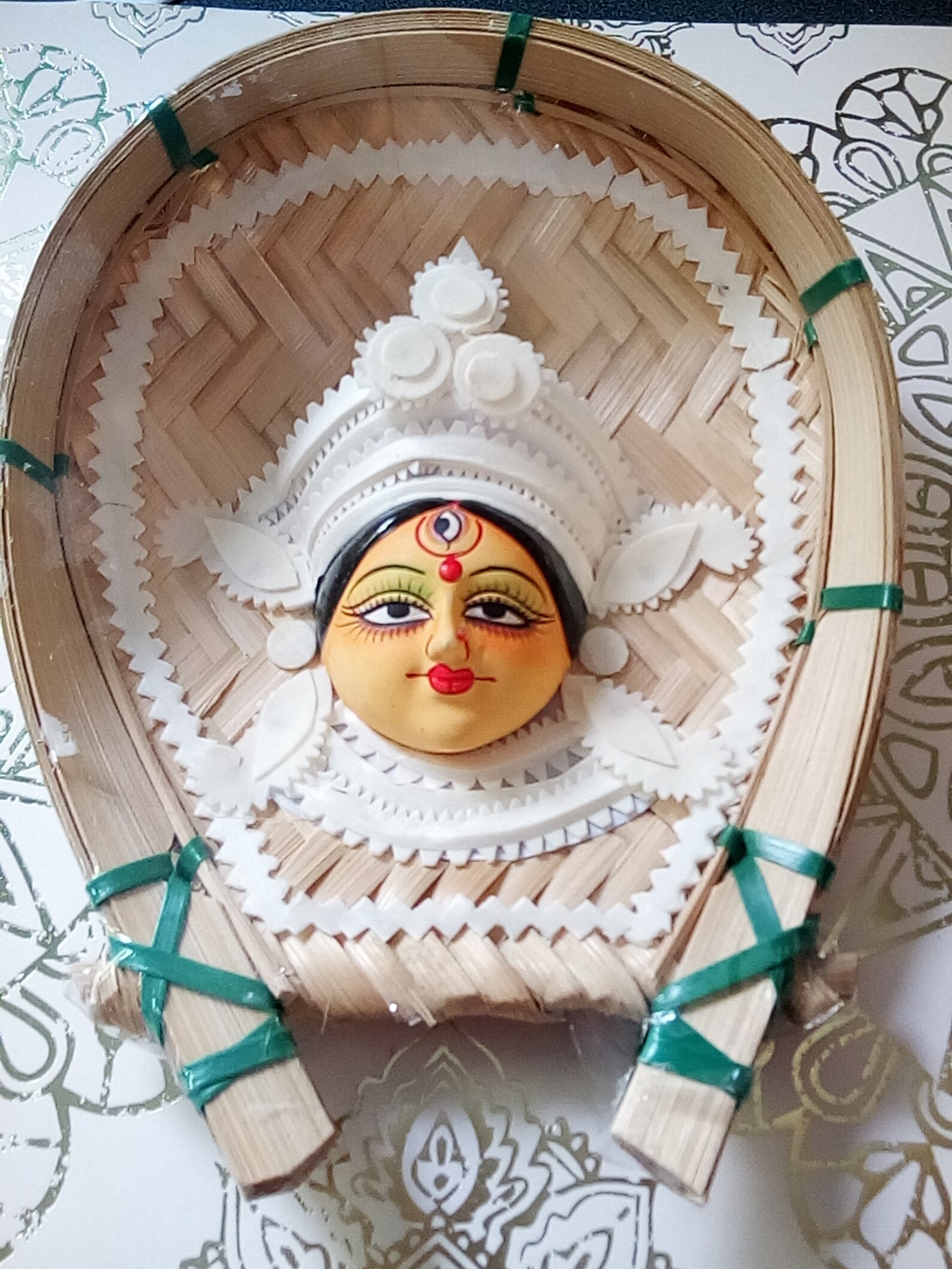 Hindu Goddess Durga Beautiful Clay Mask Shola Pith in Bamboo - Etsy UK