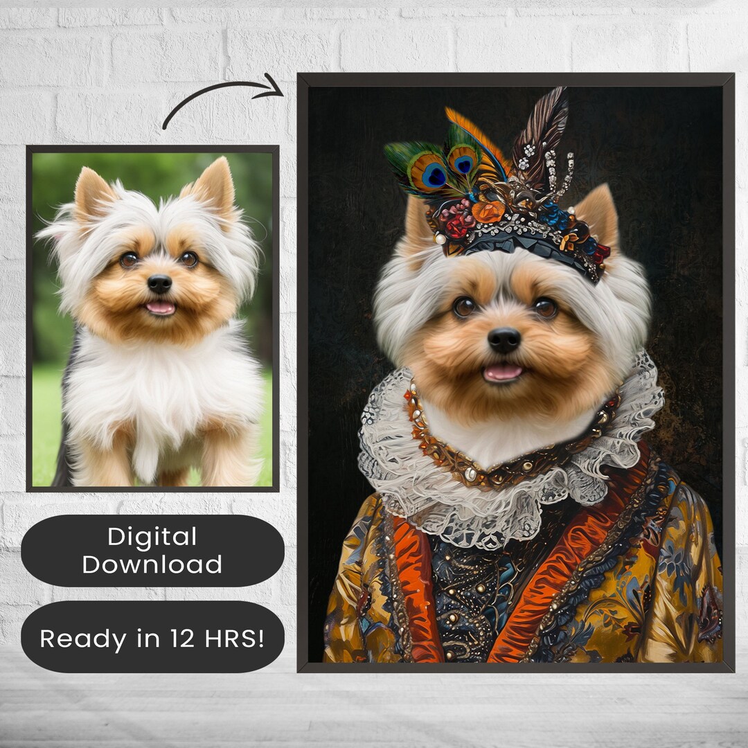 Queen Dog Portrait, Royal Dog Portrait, Pet Portrait, Custom Pet ...