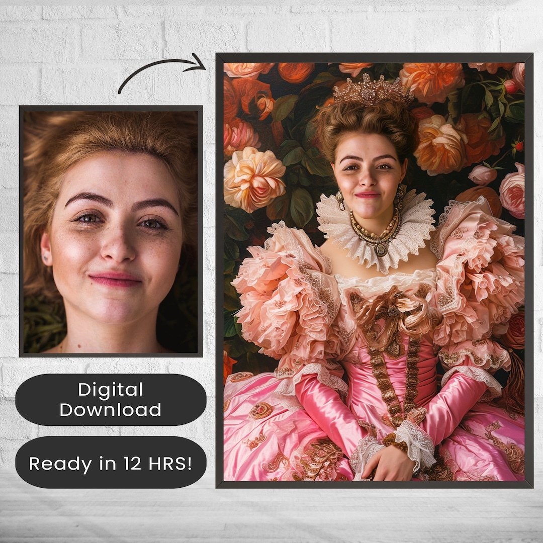 Royal Portrait, Personalized Portrait for Lover, Valentine's Day Gift ...