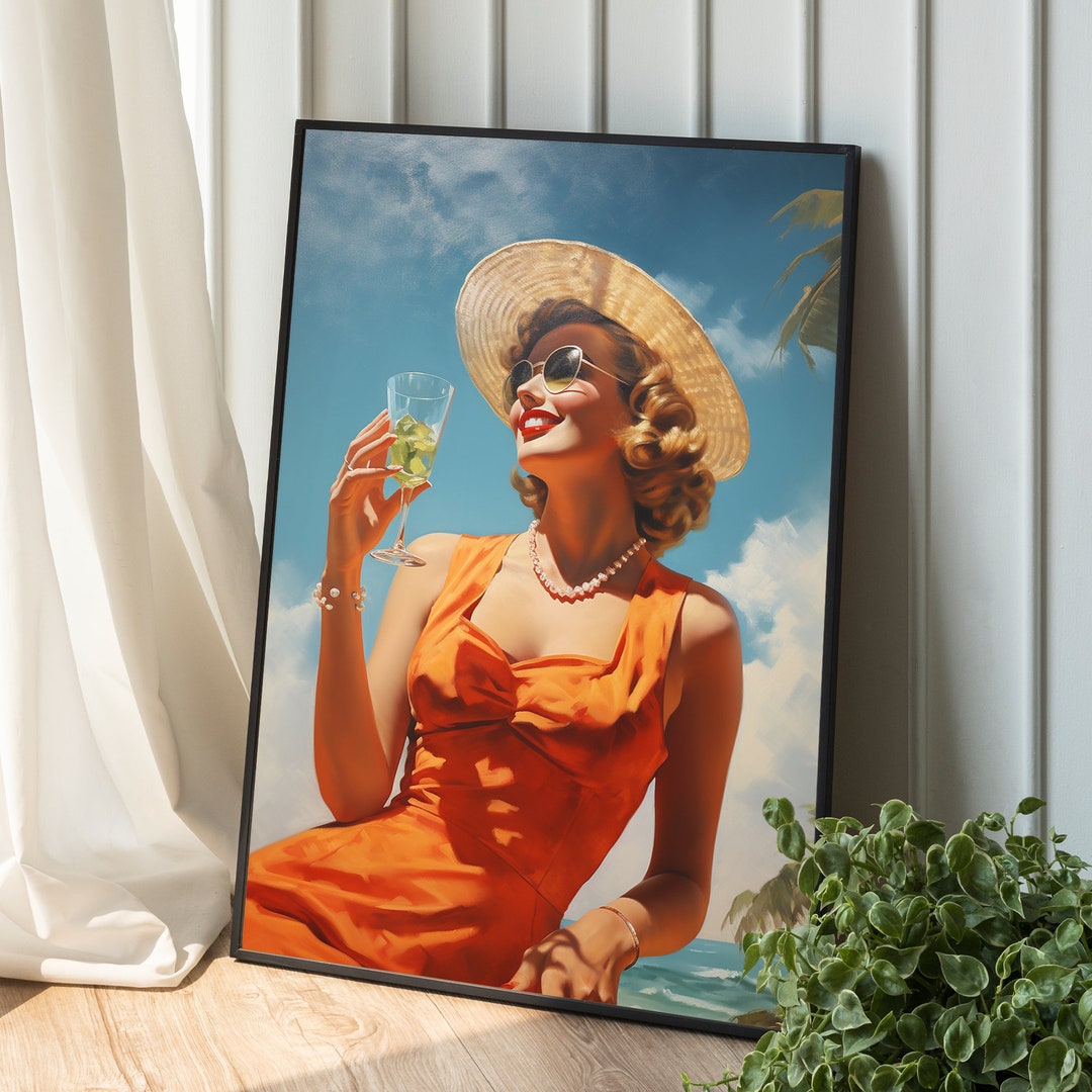 Retro Woman Art Print, Retro Wall Art, Downloadable Art Print, Poster ...