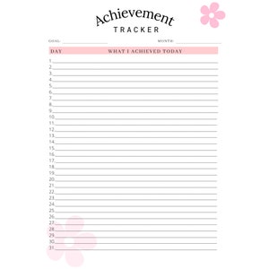 Daily Achievements Tracker Sheet | 31-day Printable Tracker | Build a ...